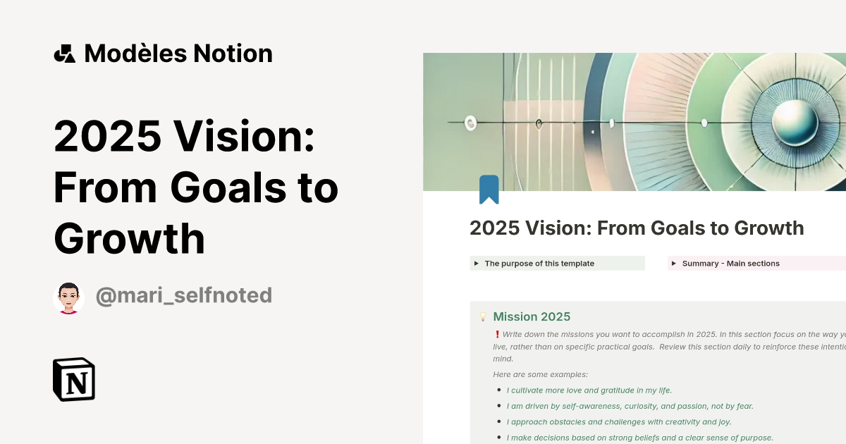 2025 Vision: From Goals to Growth | Modèle créé par Mari | Self-Noted ...