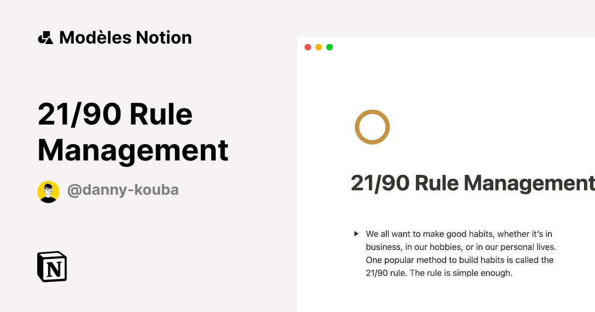 Modèle 21/90 Rule Management | Marketplace Notion