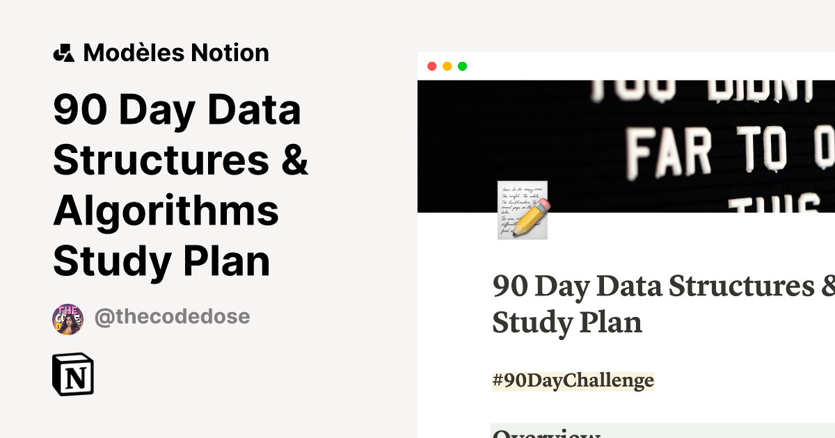 90 Day Data Structures & Algorithms Study Plan | Modèle créé par The ...