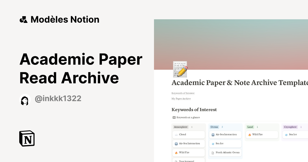 Modèle Academic Paper Read Archive | Marketplace Notion