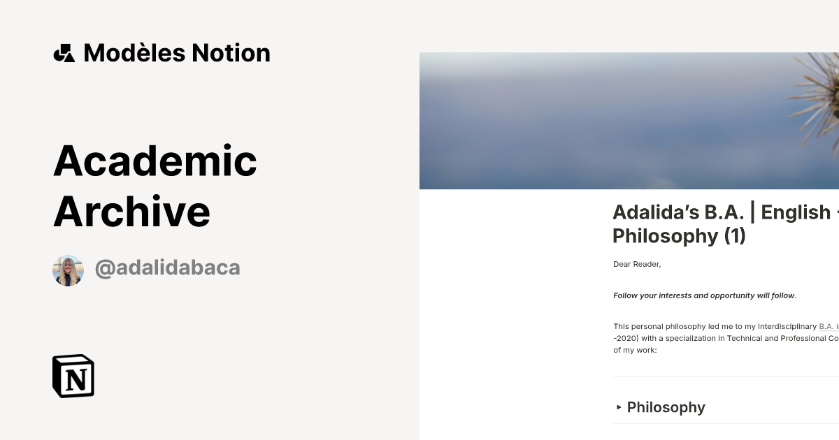 Modèle Academic Archive | Marketplace Notion