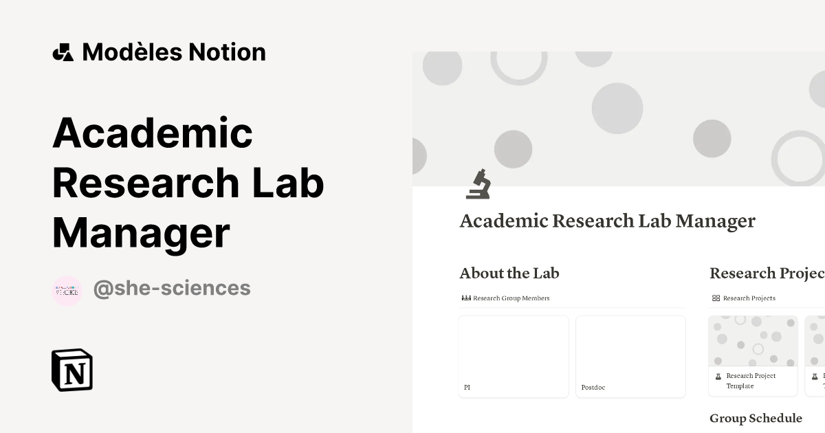 Academic Research Lab Manager | Modèle créé par She Sciences ...