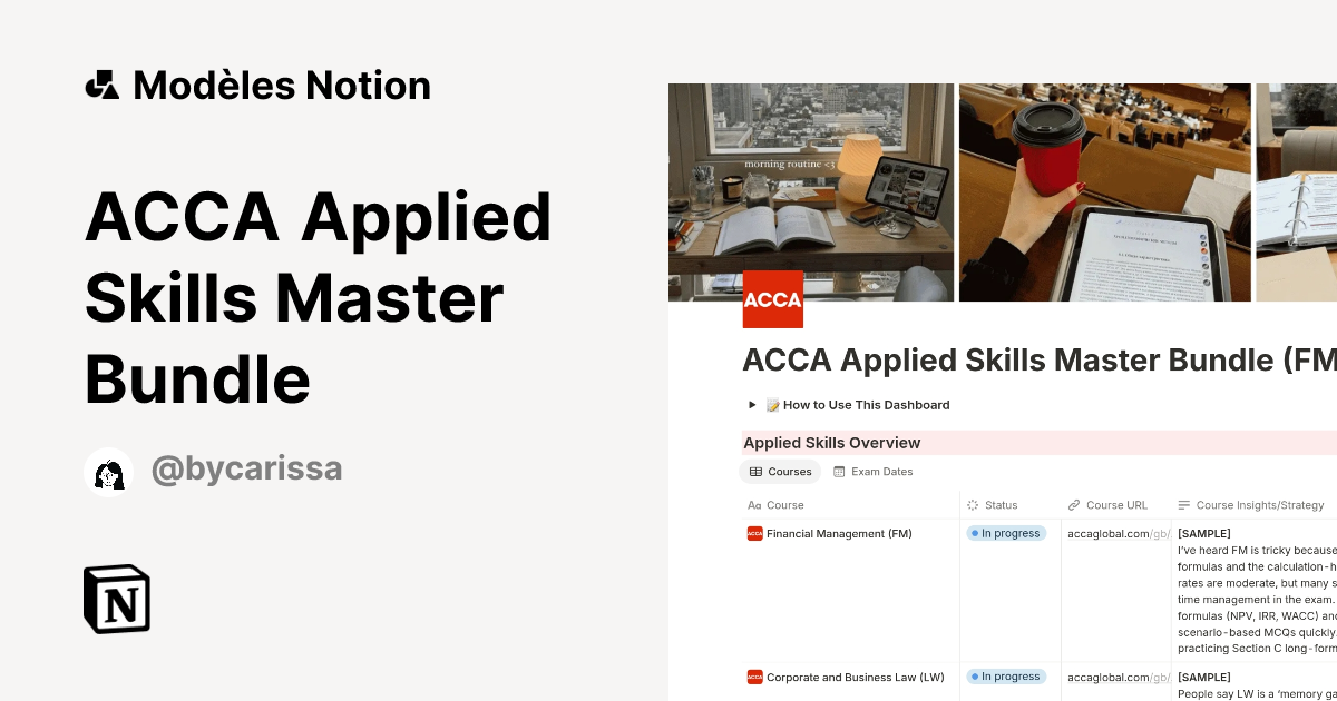 ACCA Applied Skills Master Bundle | Modèle créé par Carissa ...