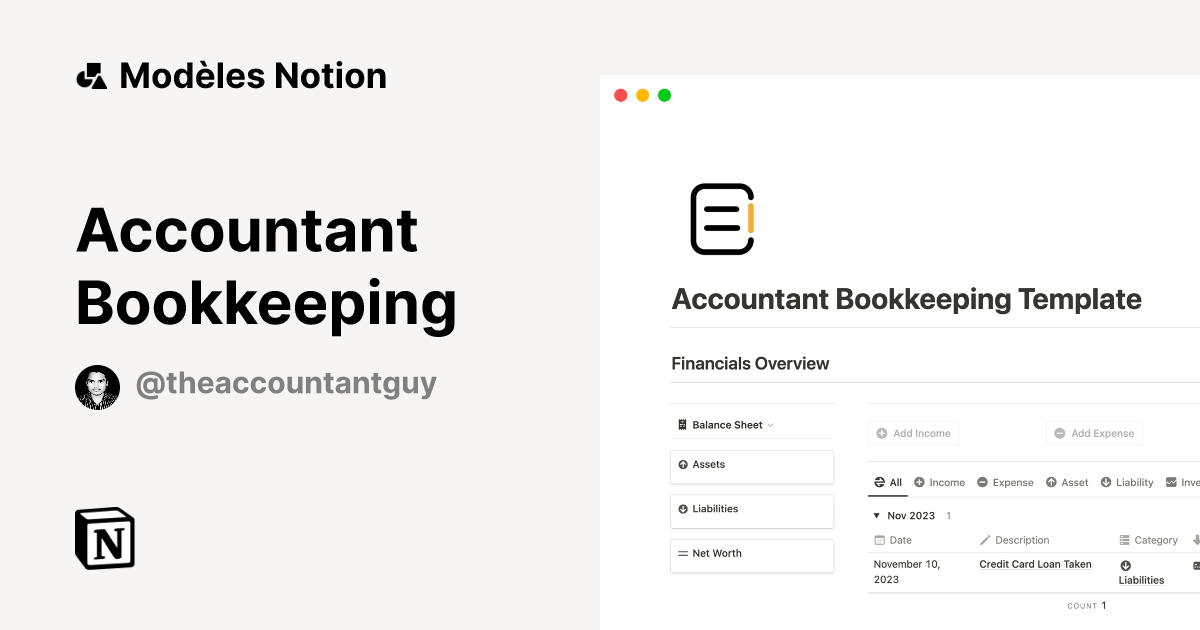 Accountant Bookkeeping | Modèle créé par theaccountantguy | FinanceGuy ...