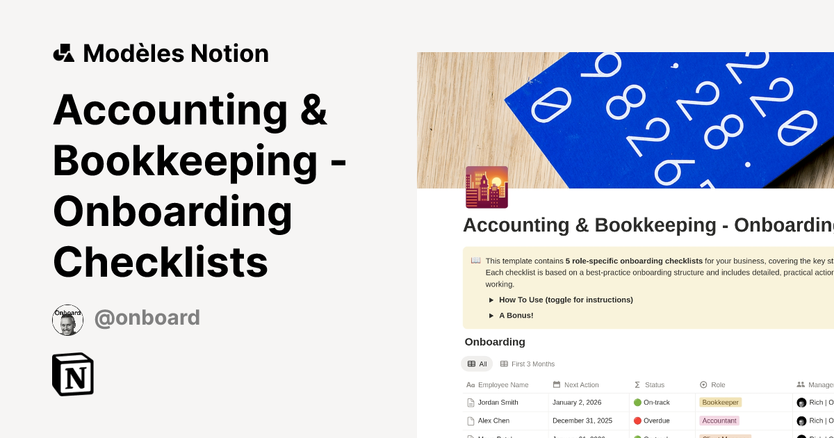 Accounting & Bookkeeping - Onboarding Checklists | Modèle créé par ...