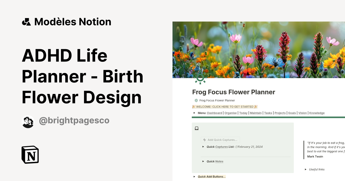 ADHD Life Planner - Birth Flower Design | Modèle créé par Ben ...