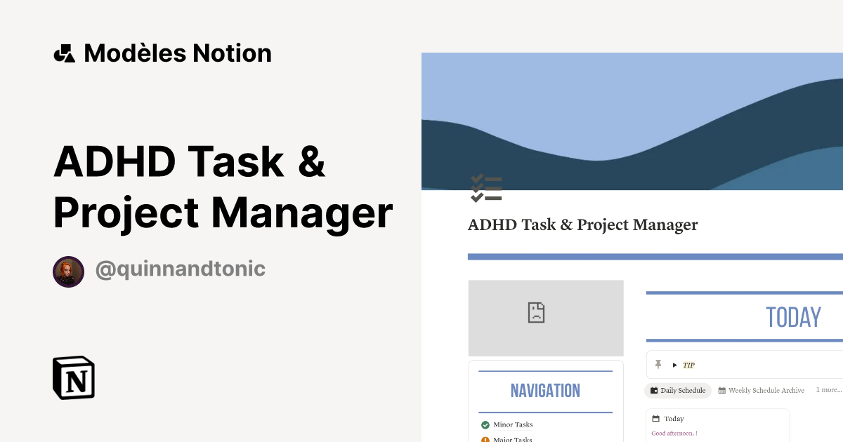 ADHD Task & Project Manager | Modèle créé par Elise Quinn | Marketplace ...