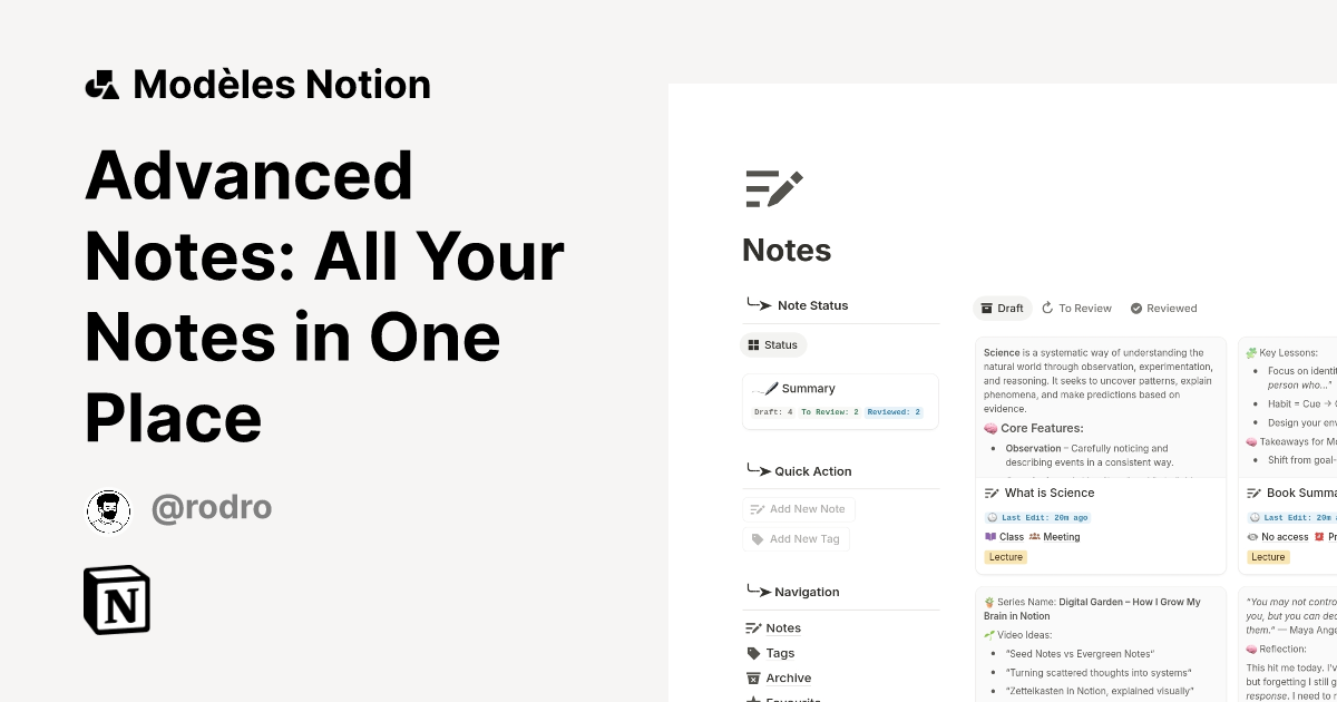 Advanced Notes: All Your Notes in One Place | Modèle créé par Rodro ...