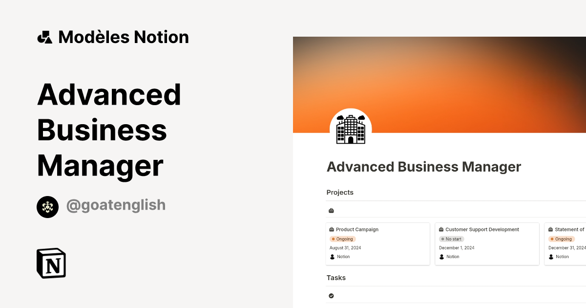 Modèle Advanced Business Manager | Marketplace Notion
