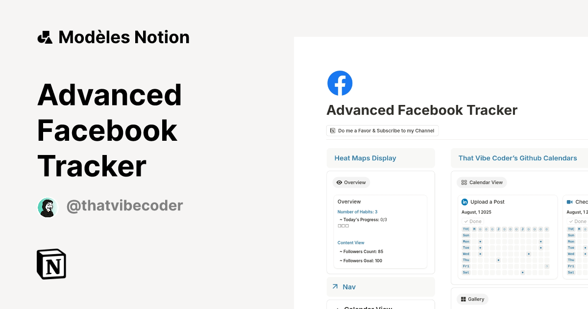 Advanced Facebook Tracker | Modèle créé par That Vibe Coder | Marketplace Notion
