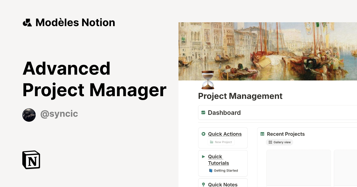 Advanced Project Manager | Modèle créé par SyncicZ | Marketplace Notion