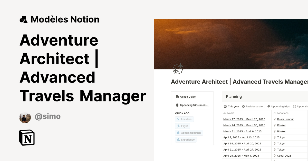 Adventure Architect | Advanced Travels Manager | Modèle créé par Simone Smerilli | Marketplace ...