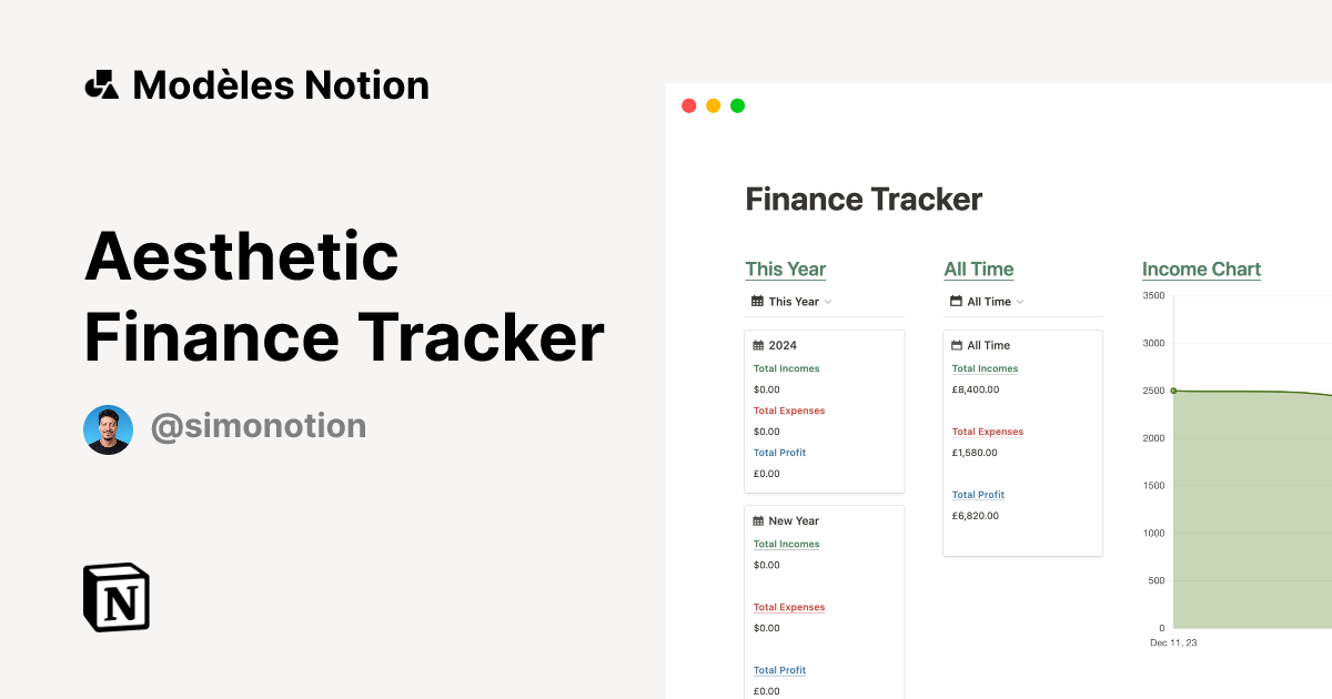 Modèle Aesthetic Finance Tracker | Marketplace Notion