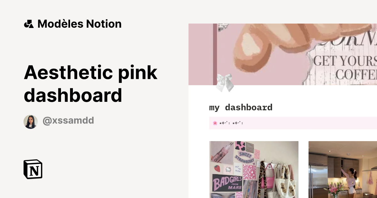 Modèle Aesthetic pink dashboard | Marketplace Notion