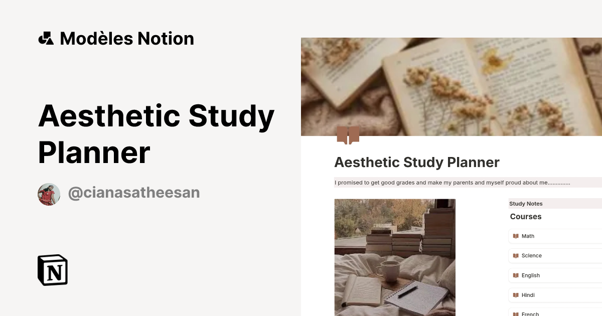Aesthetic Study Planner | Modèle créé par Ciana Satheesan | Marketplace ...