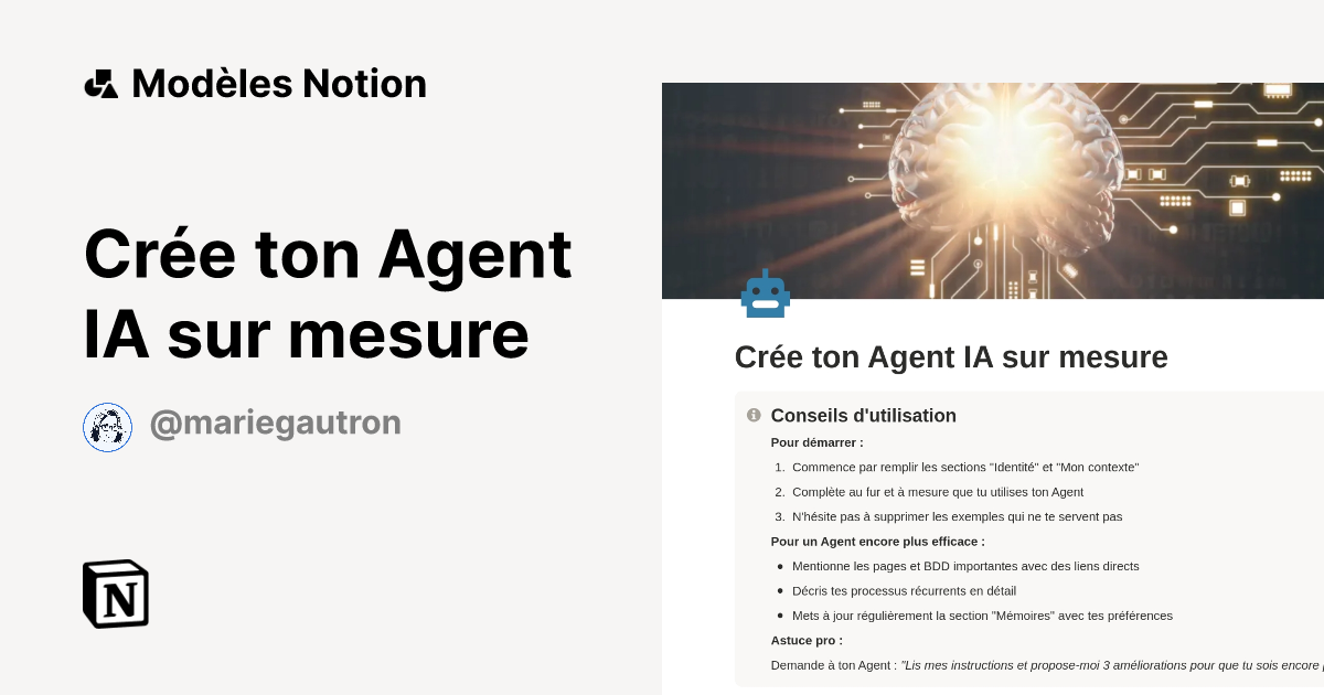 Modèle Crée ton Agent IA sur mesure | Marketplace Notion