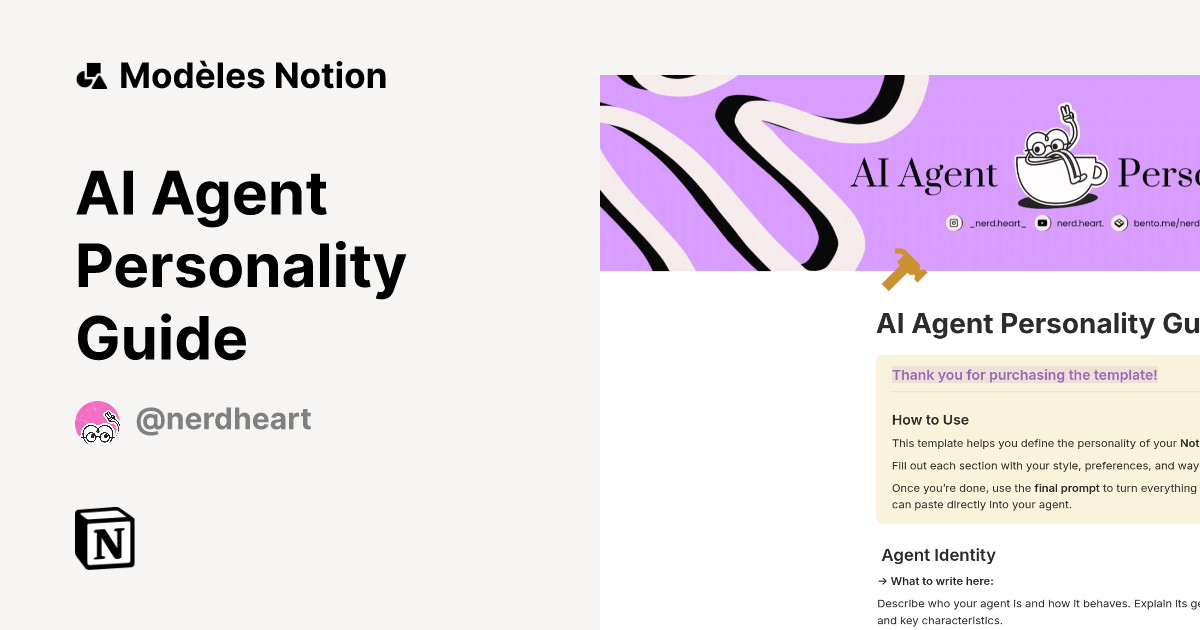 Modèle AI Agent Personality Guide | Marketplace Notion