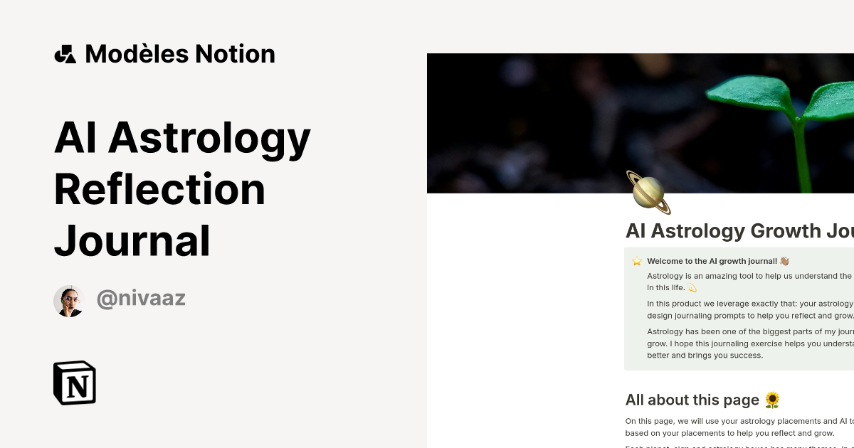 Modèle AI Astrology Reflection Journal | Marketplace Notion