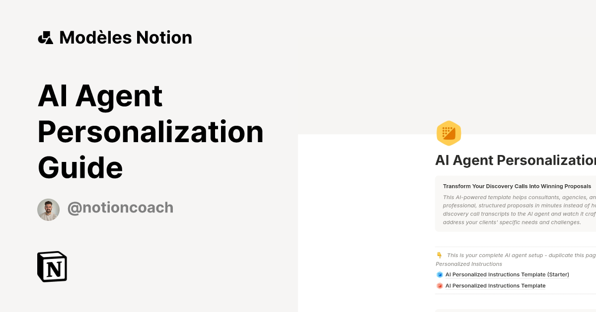 AI Agent Personalization Guide | Modèle créé par Workcraft | Workspaces ...