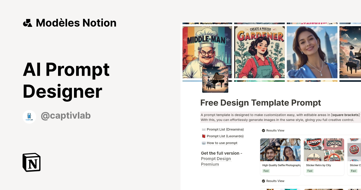 AI Prompt Designer | Modèle créé par Captivlab | Marketplace Notion