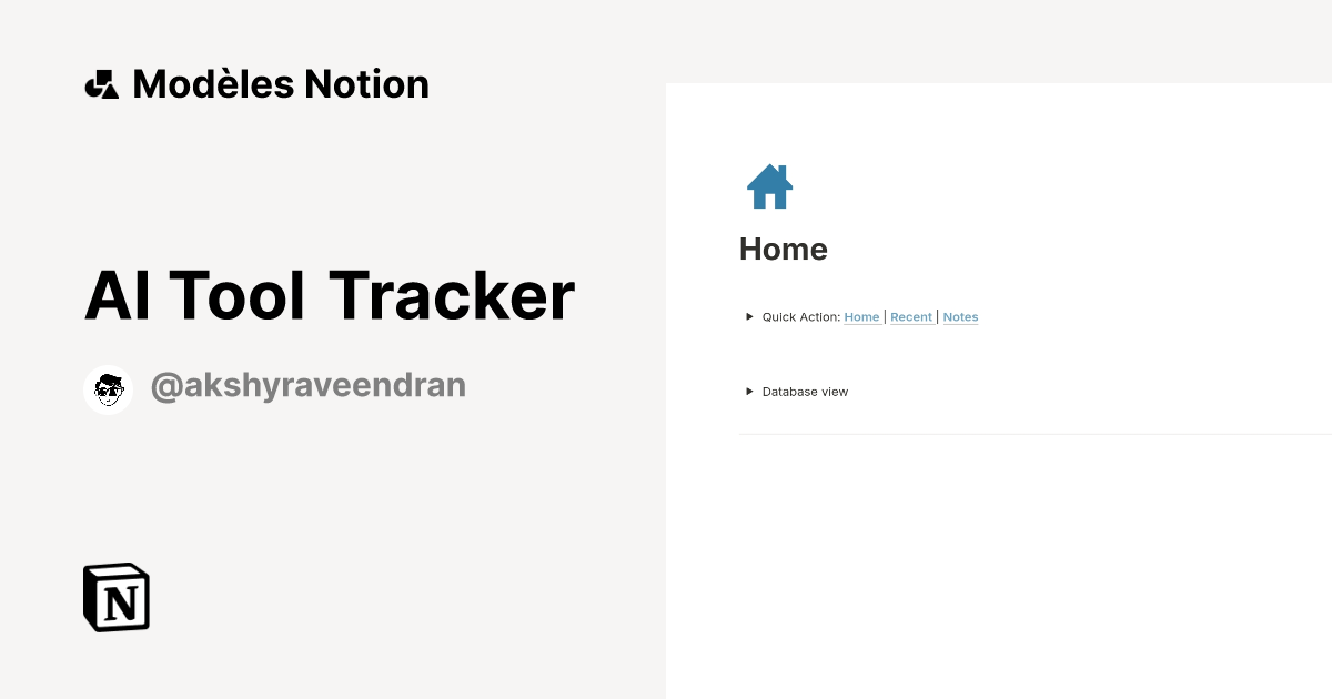 AI Tool Tracker | Modèle créé par Akshay Raveendran | Marketplace Notion