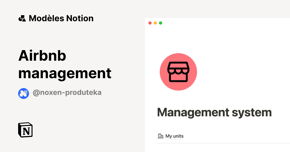Modèle Airbnb management | Marketplace Notion