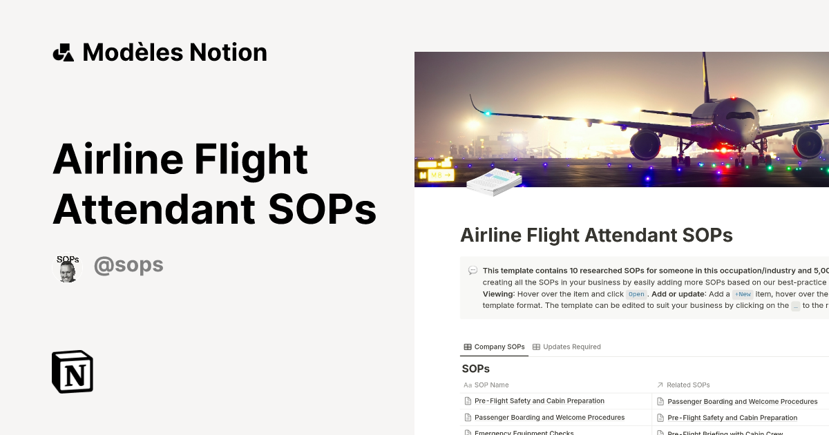 Airline Flight Attendant SOPs | Modèle créé par SOPs | Marketplace Notion