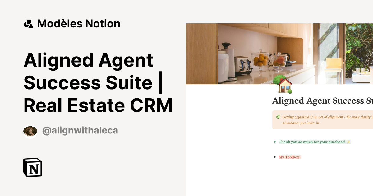 Aligned Agent Success Suite | Real Estate CRM | Modèle créé par Align ...