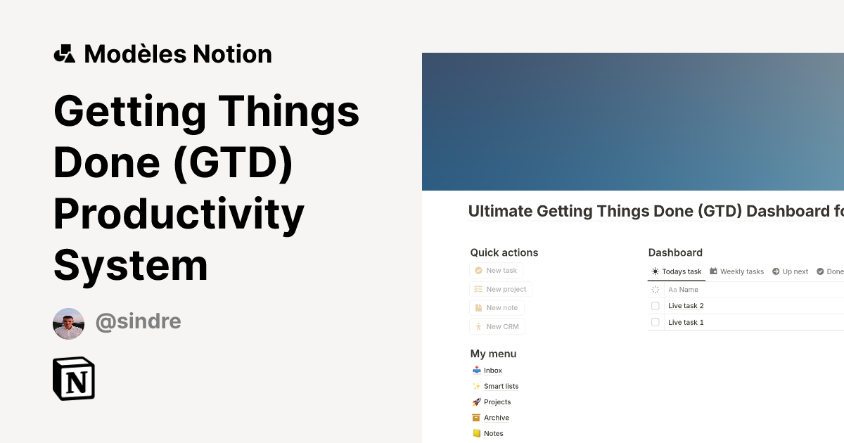 Modèle Getting Things Done (GTD) Productivity System | Marketplace Notion