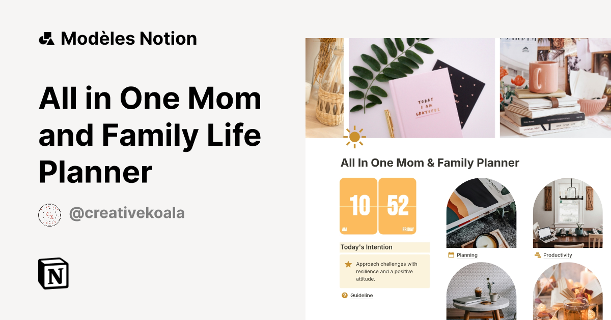 Modèle All in One Mom and Family Life Planner | Marketplace Notion
