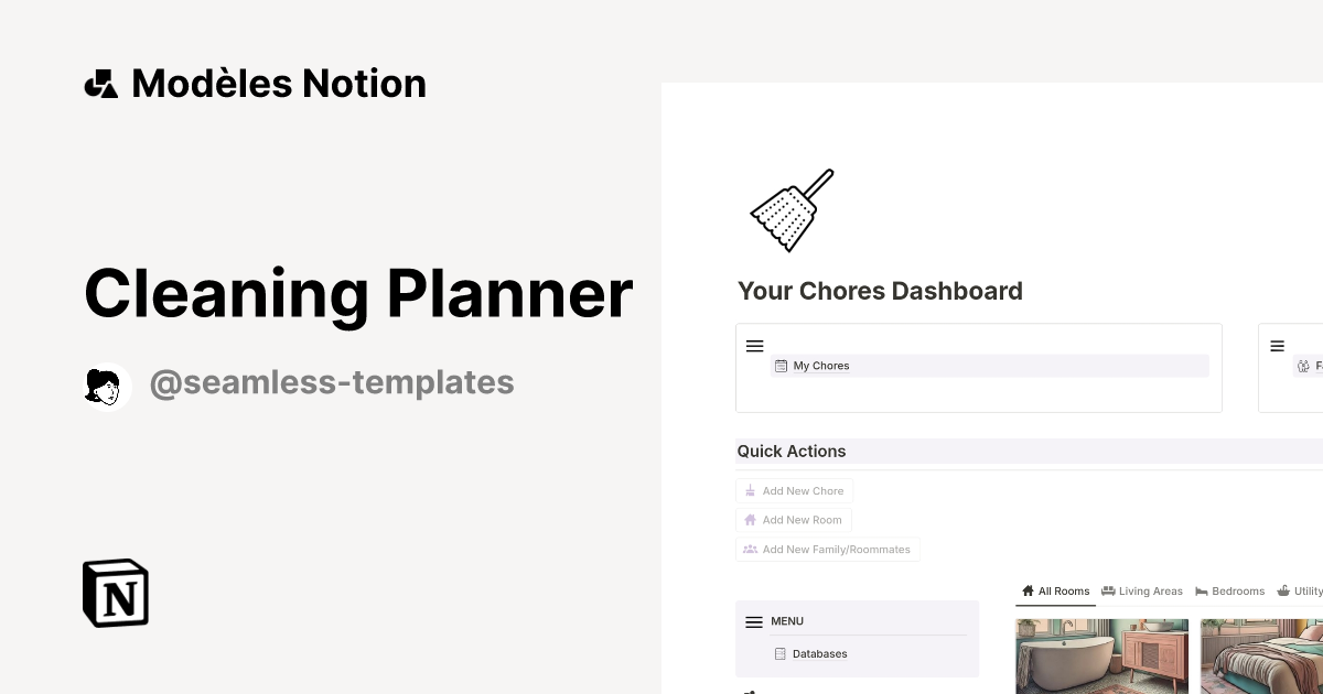 Cleaning Planner | Modèle créé par Seamless Notion | Marketplace Notion