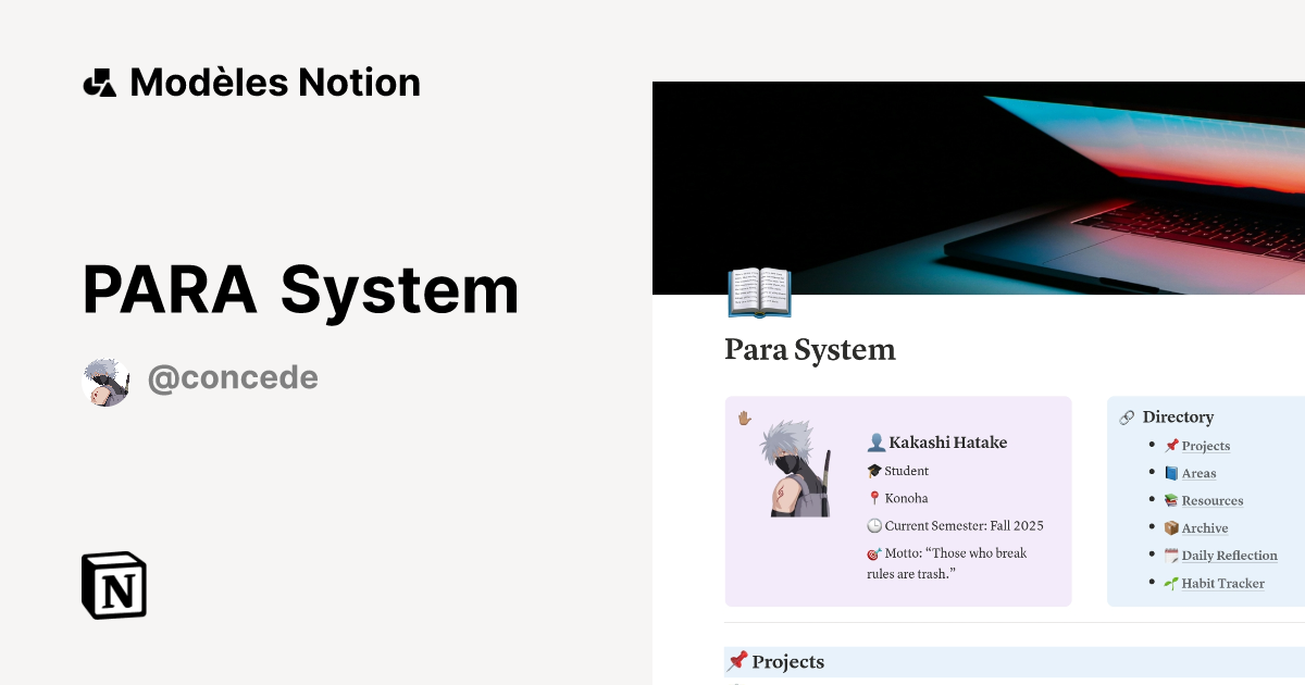Modèle PARA System | Marketplace Notion