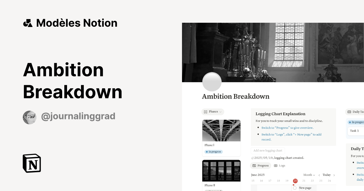 Ambition Breakdown | Modèle créé par Agirl | Marketplace Notion
