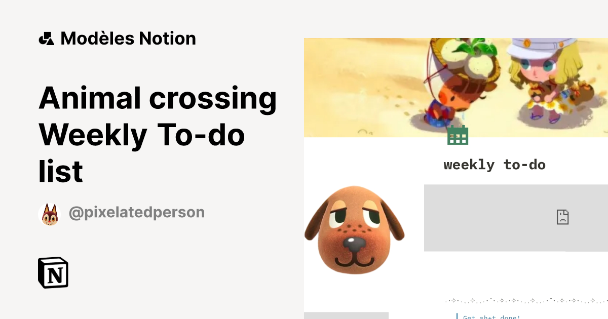 Animal crossing Weekly To-do list | Modèle créé par Pixilated Person ...