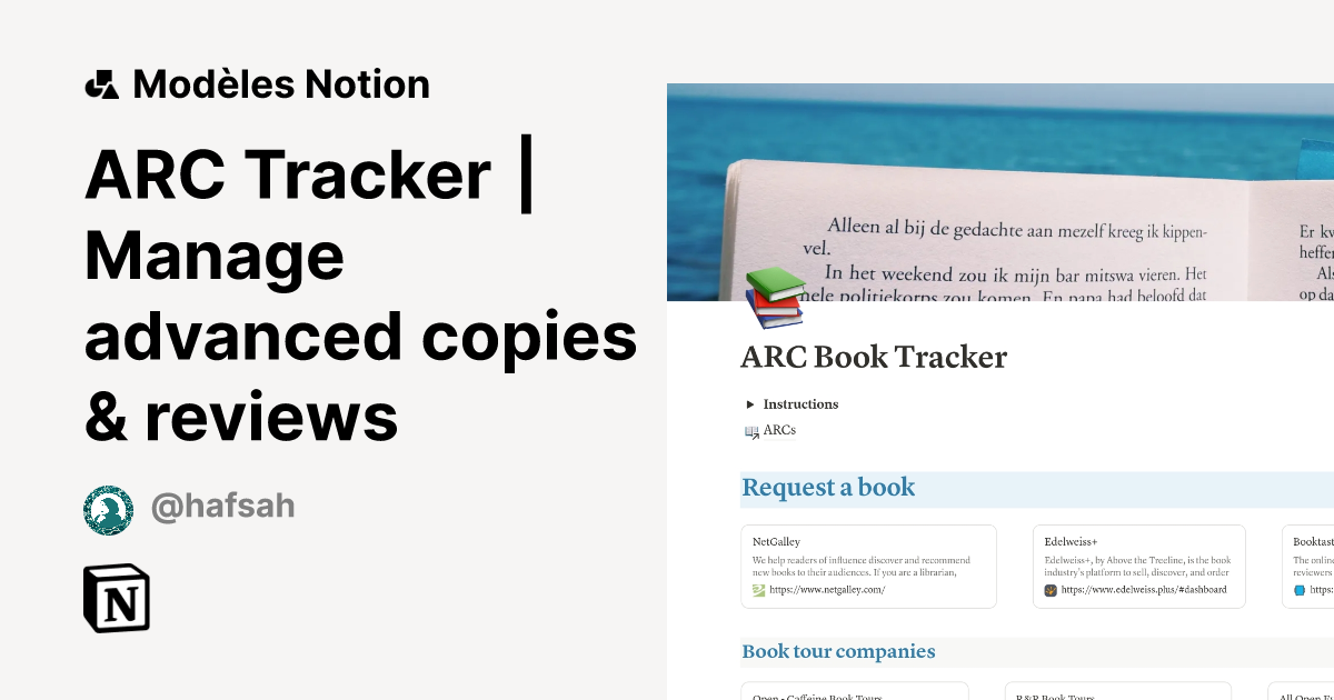 Modèle ARC Tracker | Manage advanced copies & reviews | Marketplace Notion