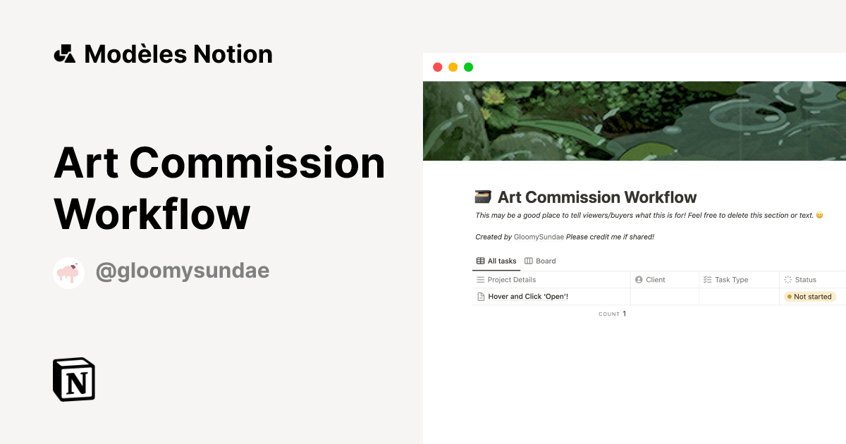 Modèle Art Commission Workflow | Marketplace Notion