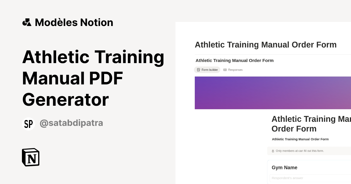 Modèle Athletic Training Manual PDF Generator | Marketplace Notion