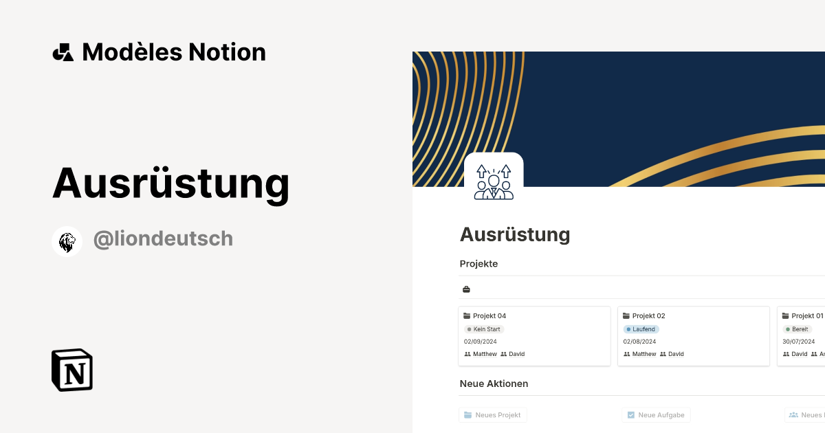 Ausrüstung | Modèle créé par Lion | Marketplace Notion