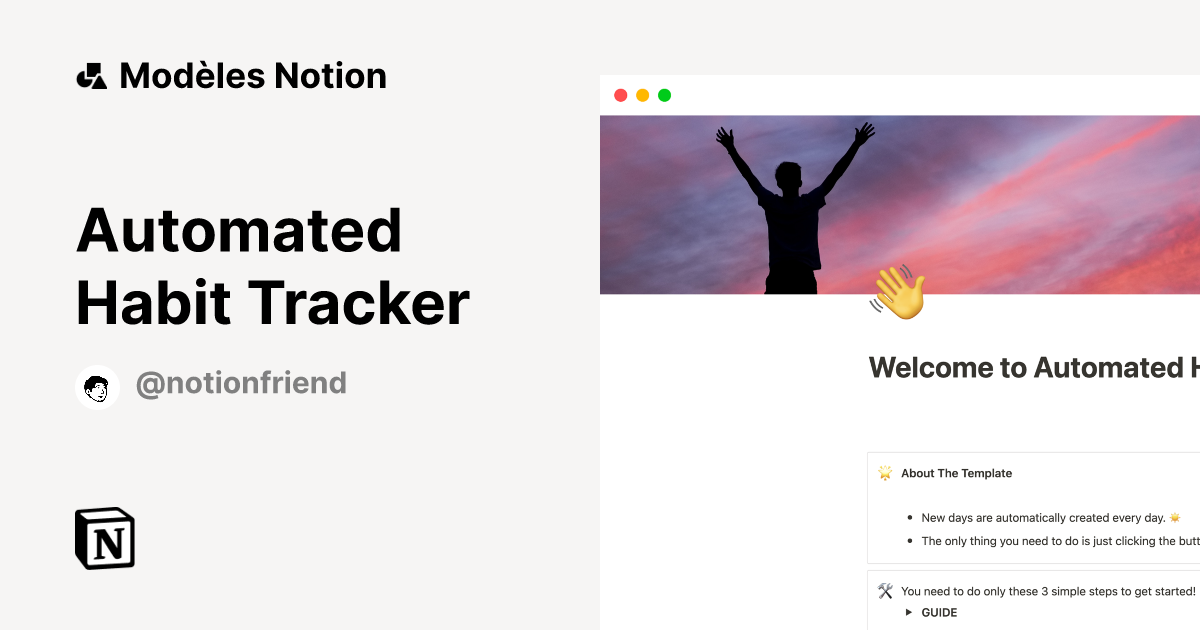 Automated Habit Tracker | Modèle créé par notionfriend | Marketplace Notion