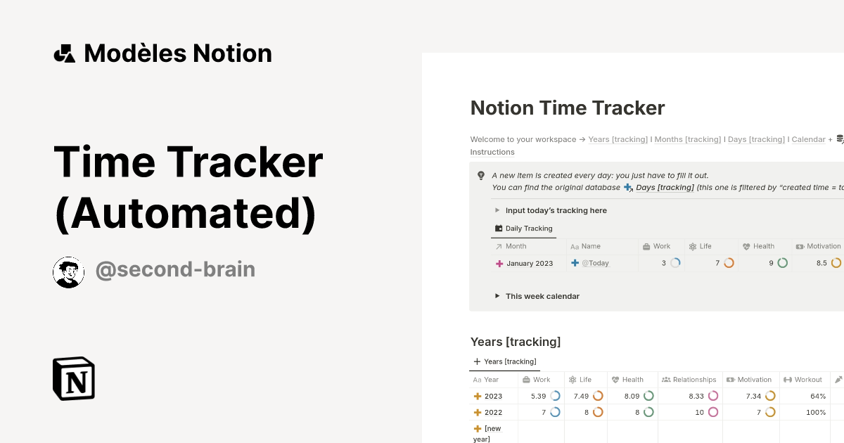Modèle Time Tracker (Automated) | Marketplace Notion