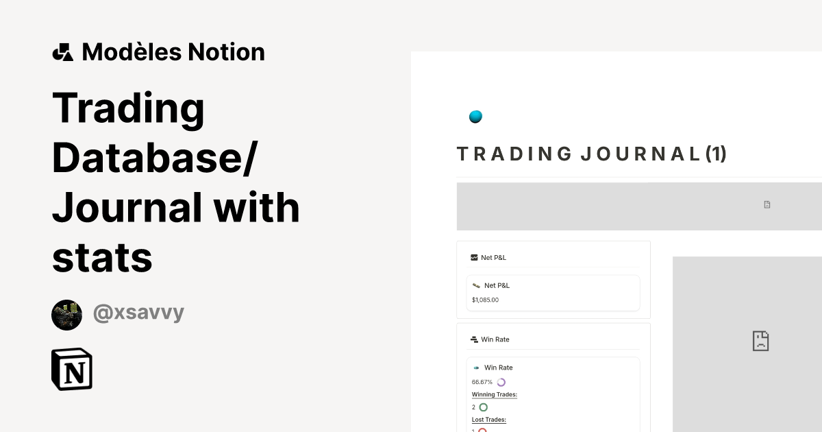 Trading Database/Journal with stats | Modèle créé par xsavvy | Trading ...