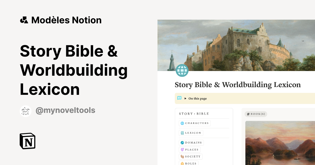 Story Bible & Worldbuilding Lexicon | Modèle créé par My Novel Tools ...