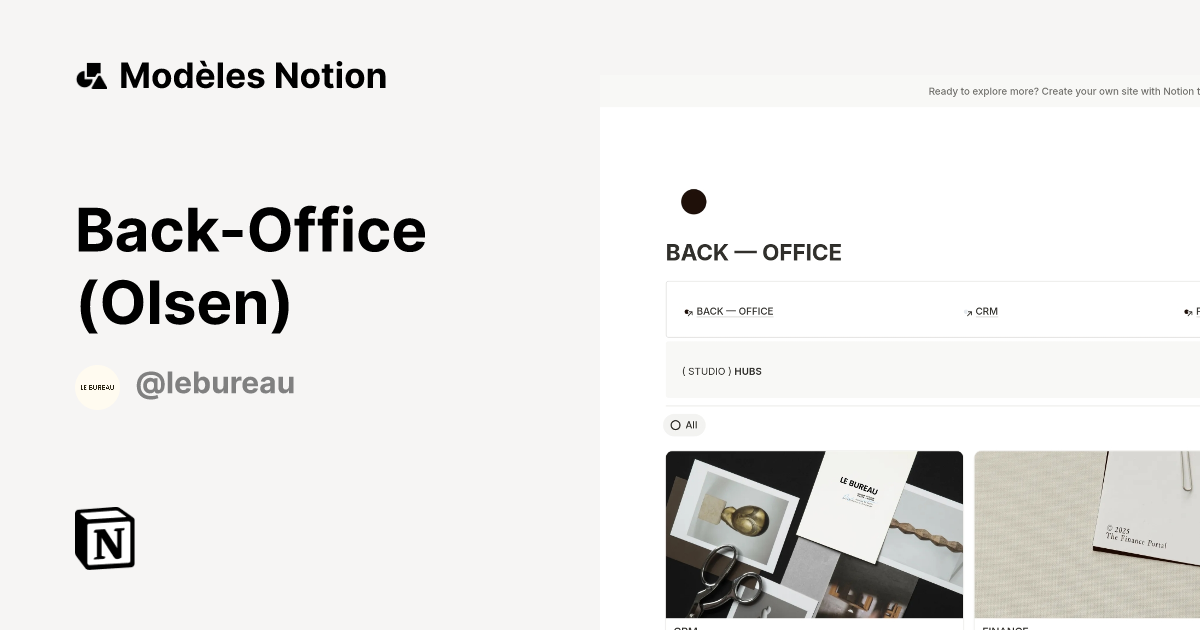 Modèle Back-Office (Olsen) | Marketplace Notion