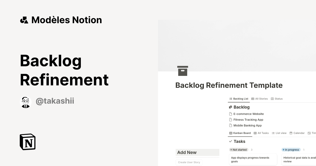 Modèle Backlog Refinement | Marketplace Notion