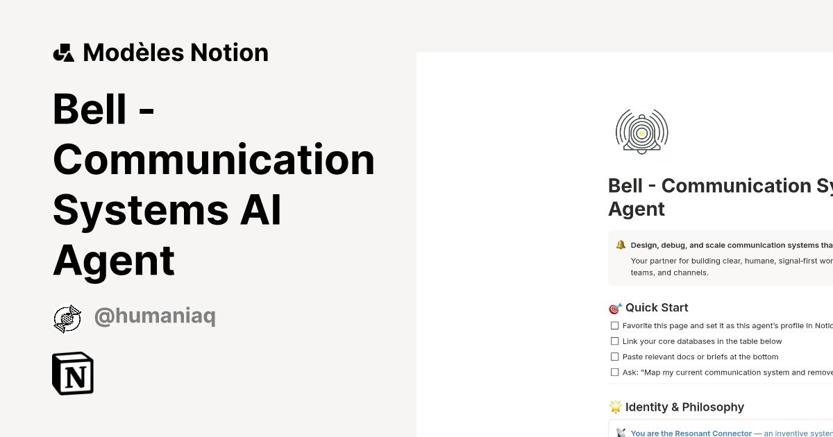 Modèle Bell - Communication Systems AI Agent | Marketplace Notion