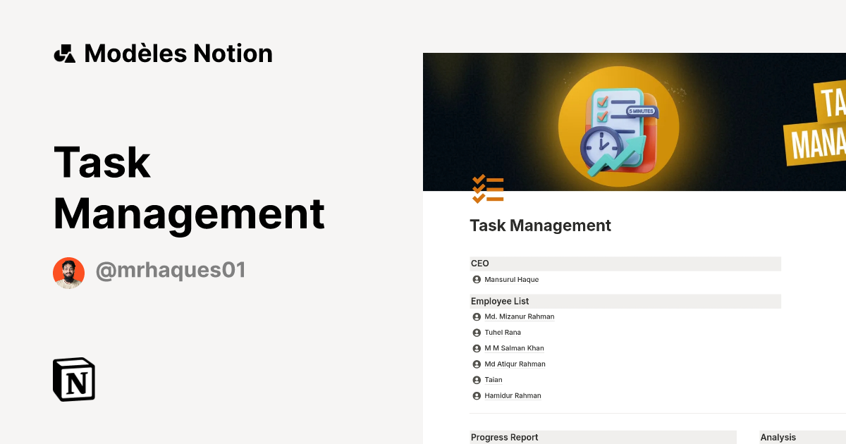 Modèle Task Management | Marketplace Notion