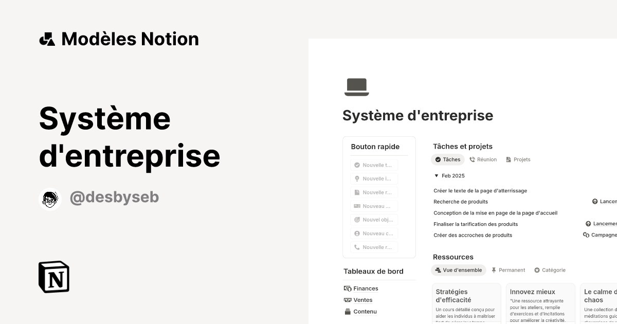 Modèle Business OS | Marketplace Notion