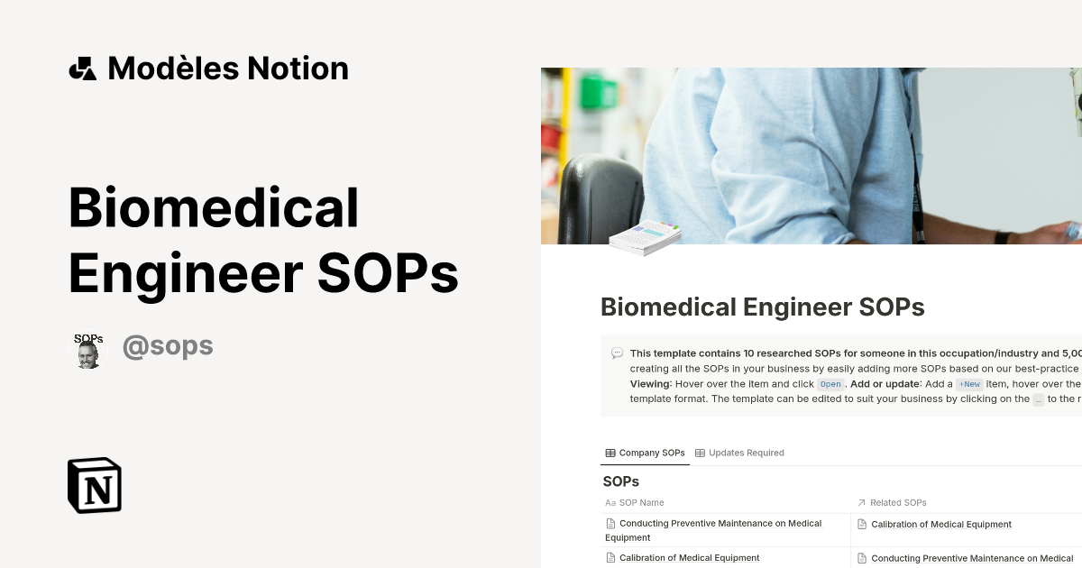 Modèle Biomedical Engineer SOPs | Marketplace Notion