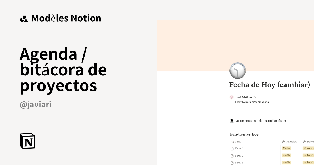 Agenda / bitácora de proyectos | Modèle créé par Estudio Javiari ...