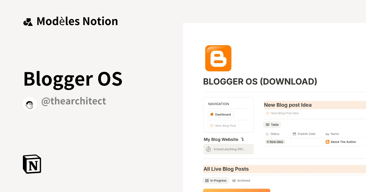 Modèle Blogger OS | Marketplace Notion